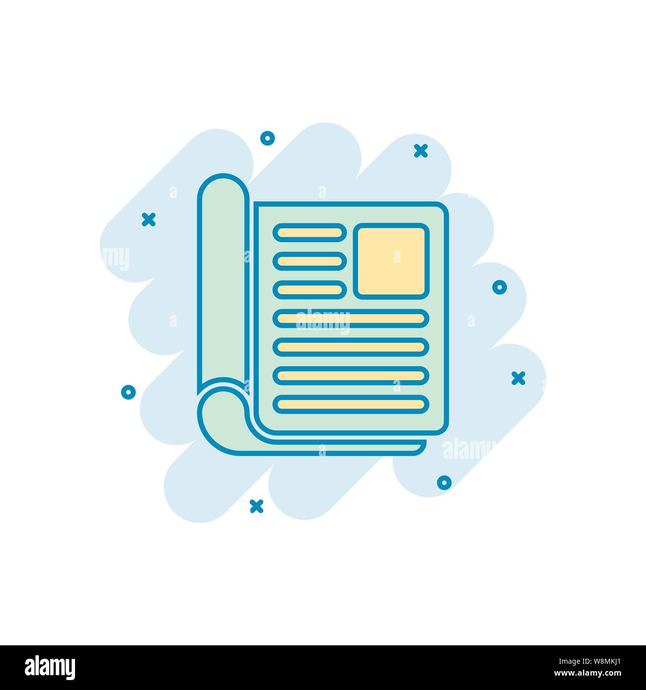 Magazine page icon in comic style. News vector cartoon illustration on ...
