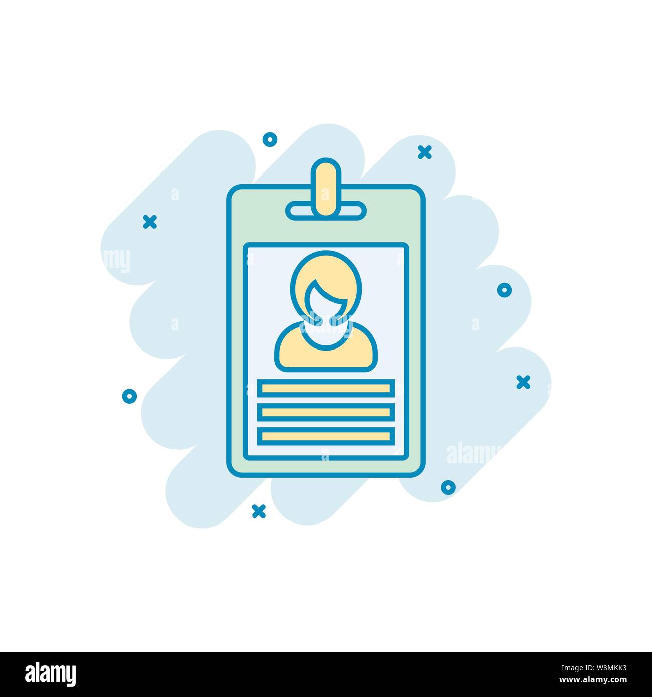 Id card icon in comic style. Identity tag vector cartoon illustration ...