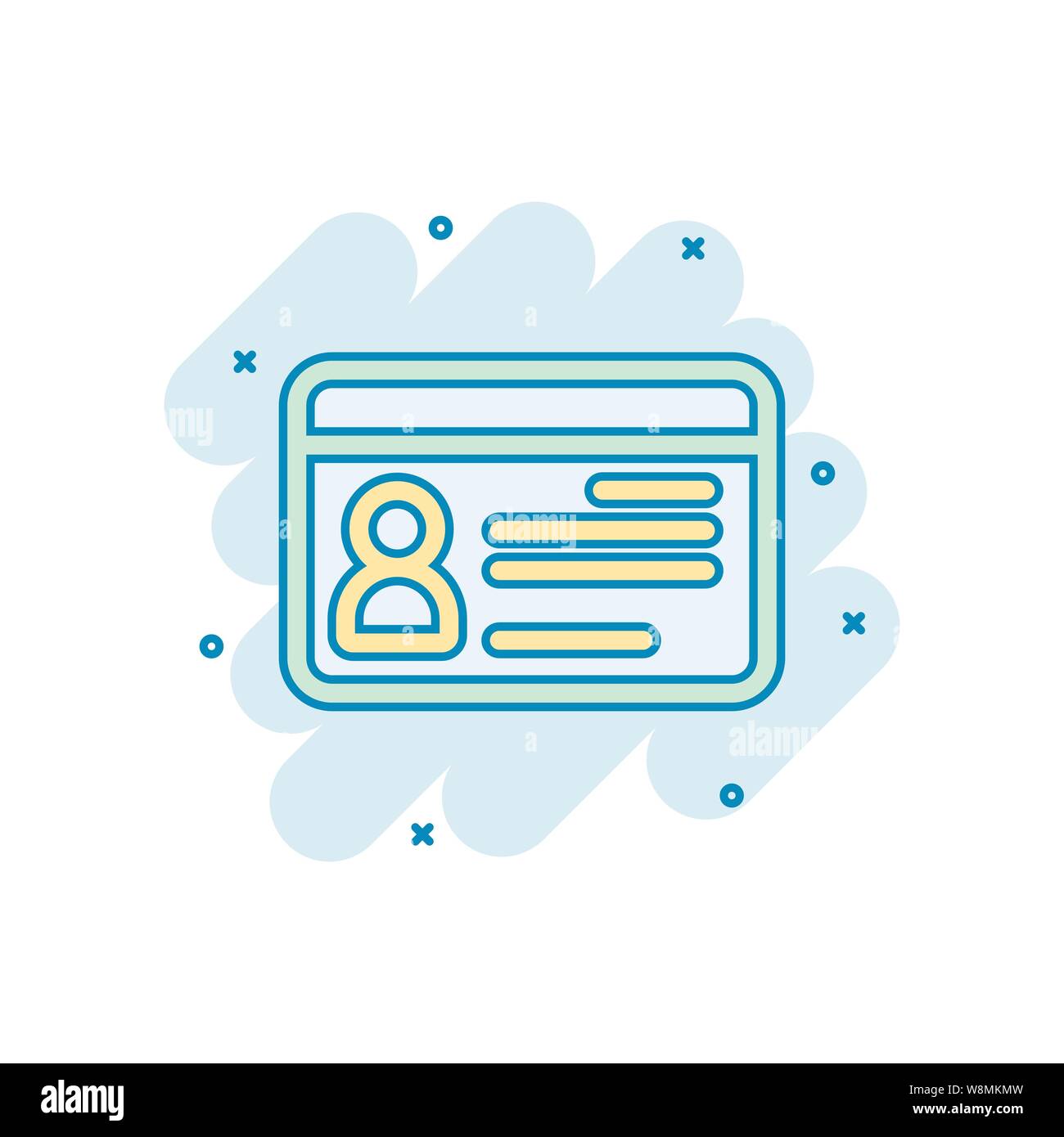 Id card icon in comic style. Identity tag vector cartoon illustration ...
