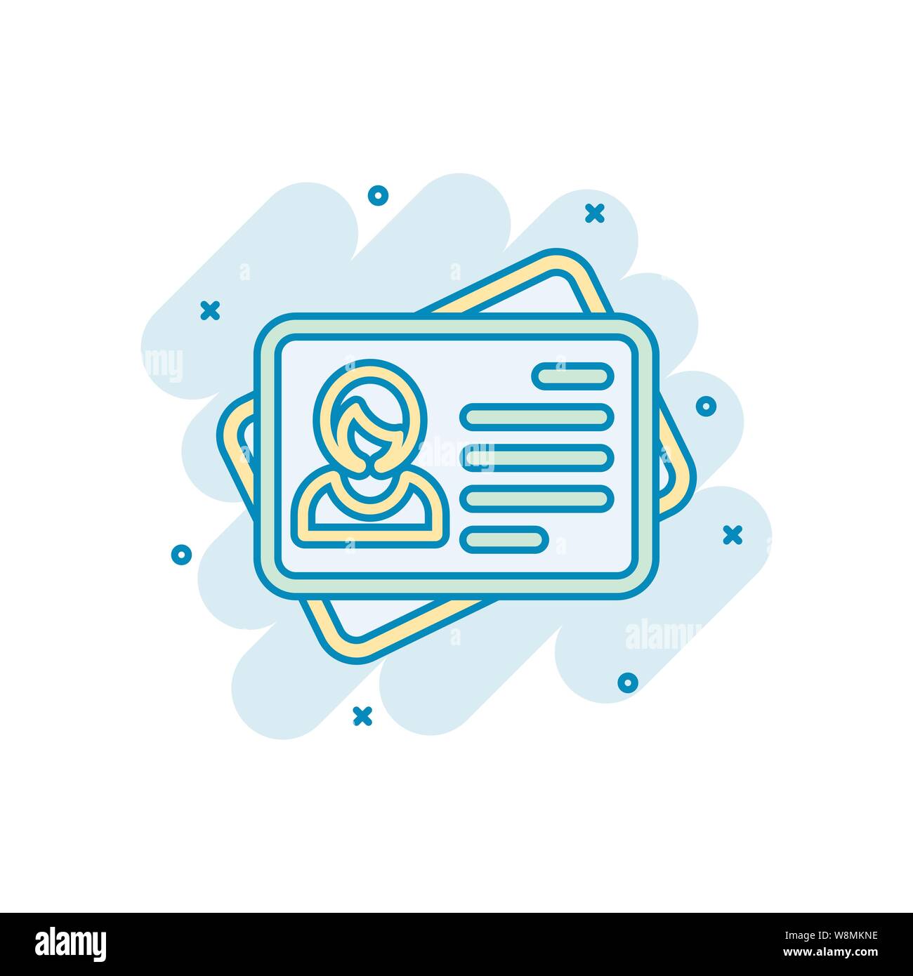 Id card icon in comic style. Identity tag vector cartoon illustration ...