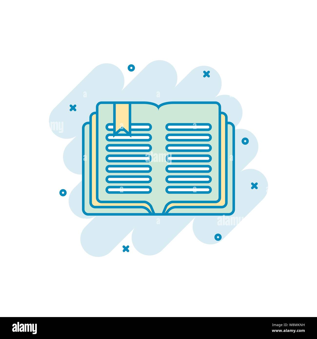 Open book icon in comic style. Literature vector cartoon illustration ...