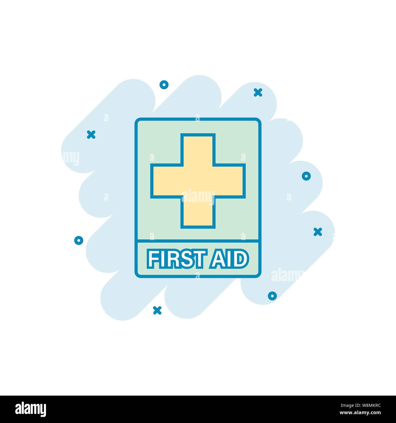 First aid sign icon in comic style. Health, help and medical vector ...