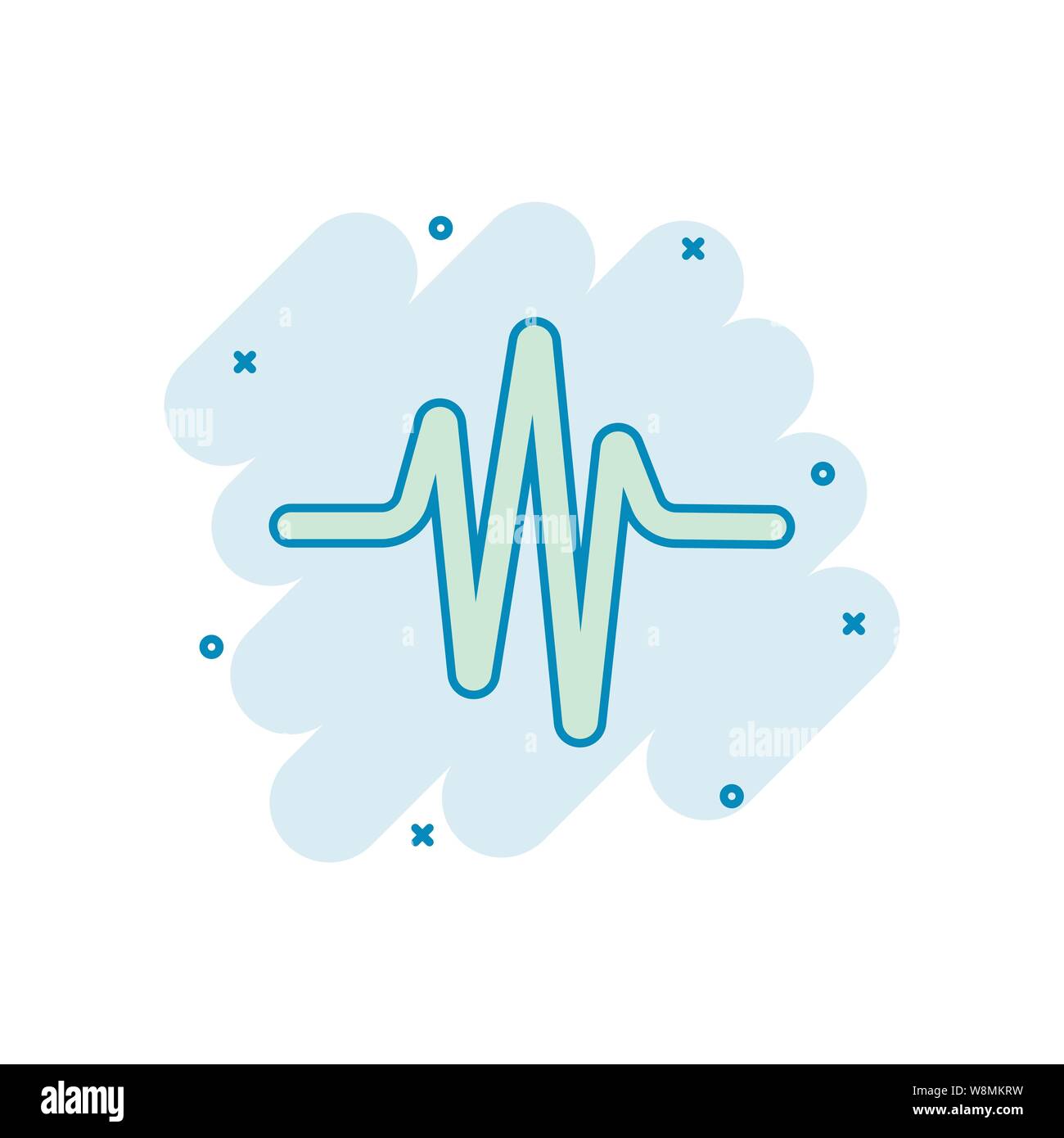 Sound wave icon in comic style. Heart beat vector cartoon illustration ...