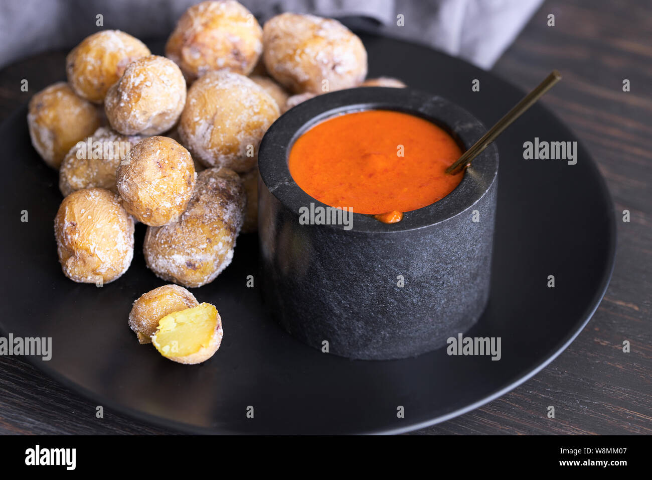 Famous Canary Islands dish, Papas Arrugadas (wrinkly potatoes with salt ...