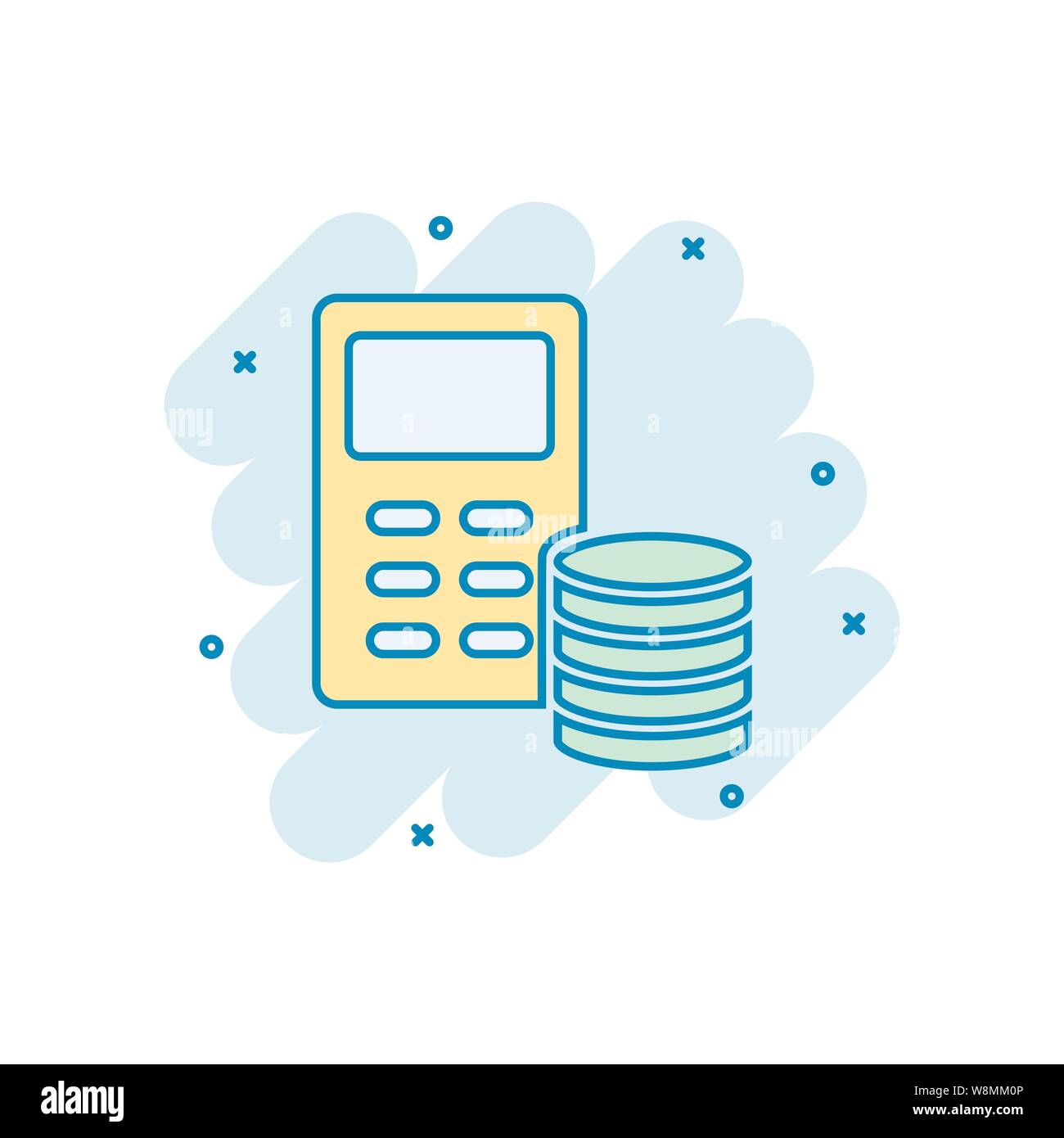 Money calculation icon in comic style. Budget banking vector cartoon ...