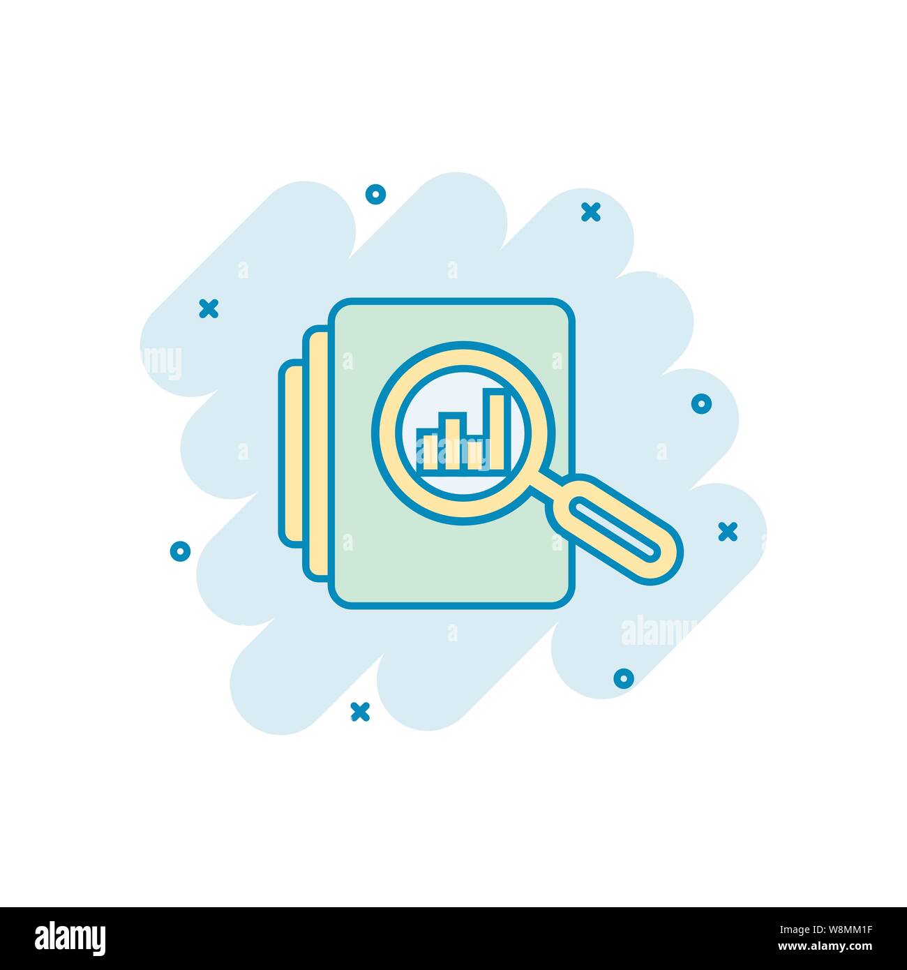 Audit document icon in comic style. Result report vector cartoon ...