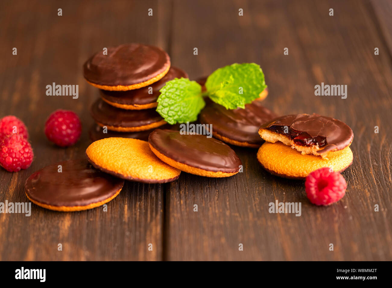 Jaffa cakes, cookies covered with dark chocolate and filled with ...