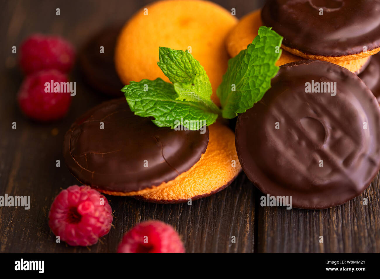 Jaffa cakes, cookies covered with dark chocolate and filled with ...