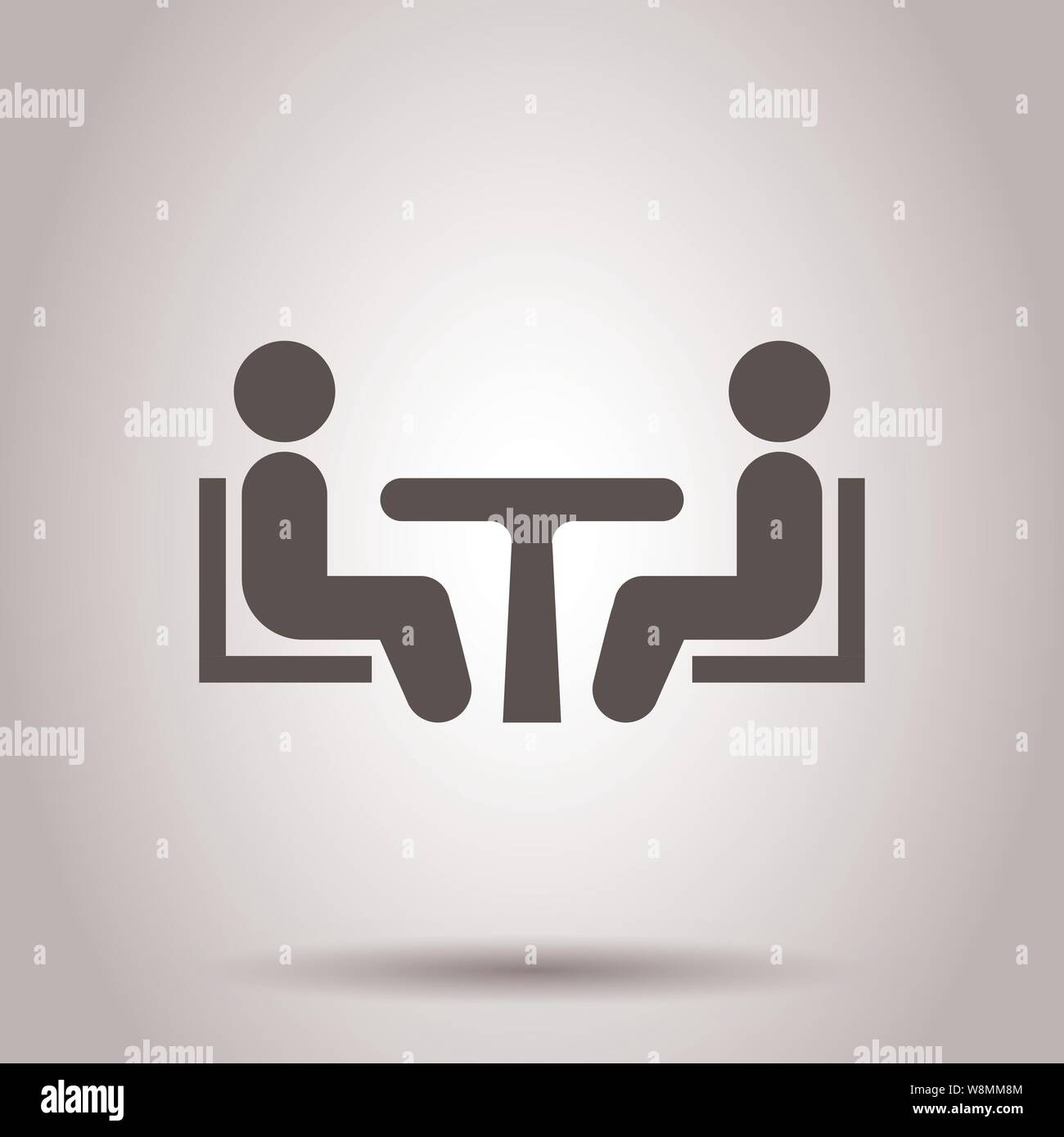 Business consulting icon in transparent style. Two people with table ...