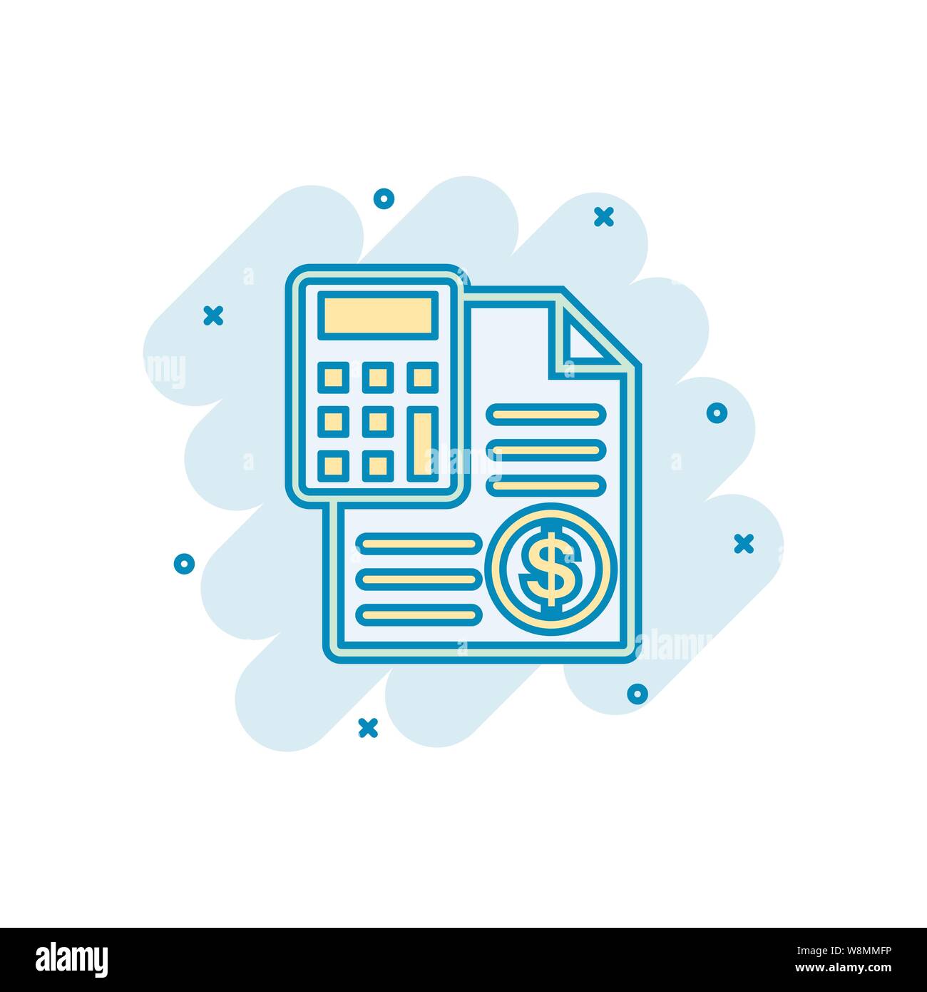 Money calculation icon in comic style. Budget banking vector cartoon ...