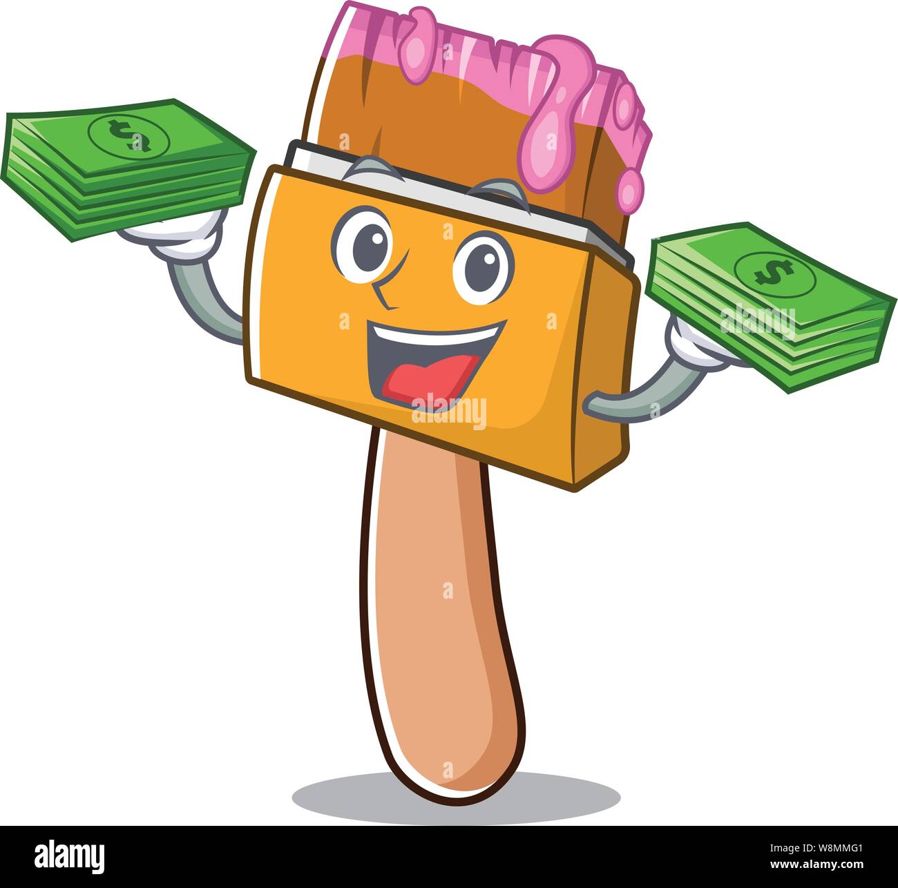 With money bag paint brush isolated in the cartoon Stock Vector Image ...