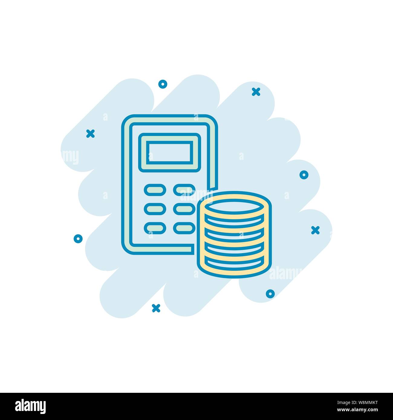 Money calculation icon in comic style. Budget banking vector cartoon ...