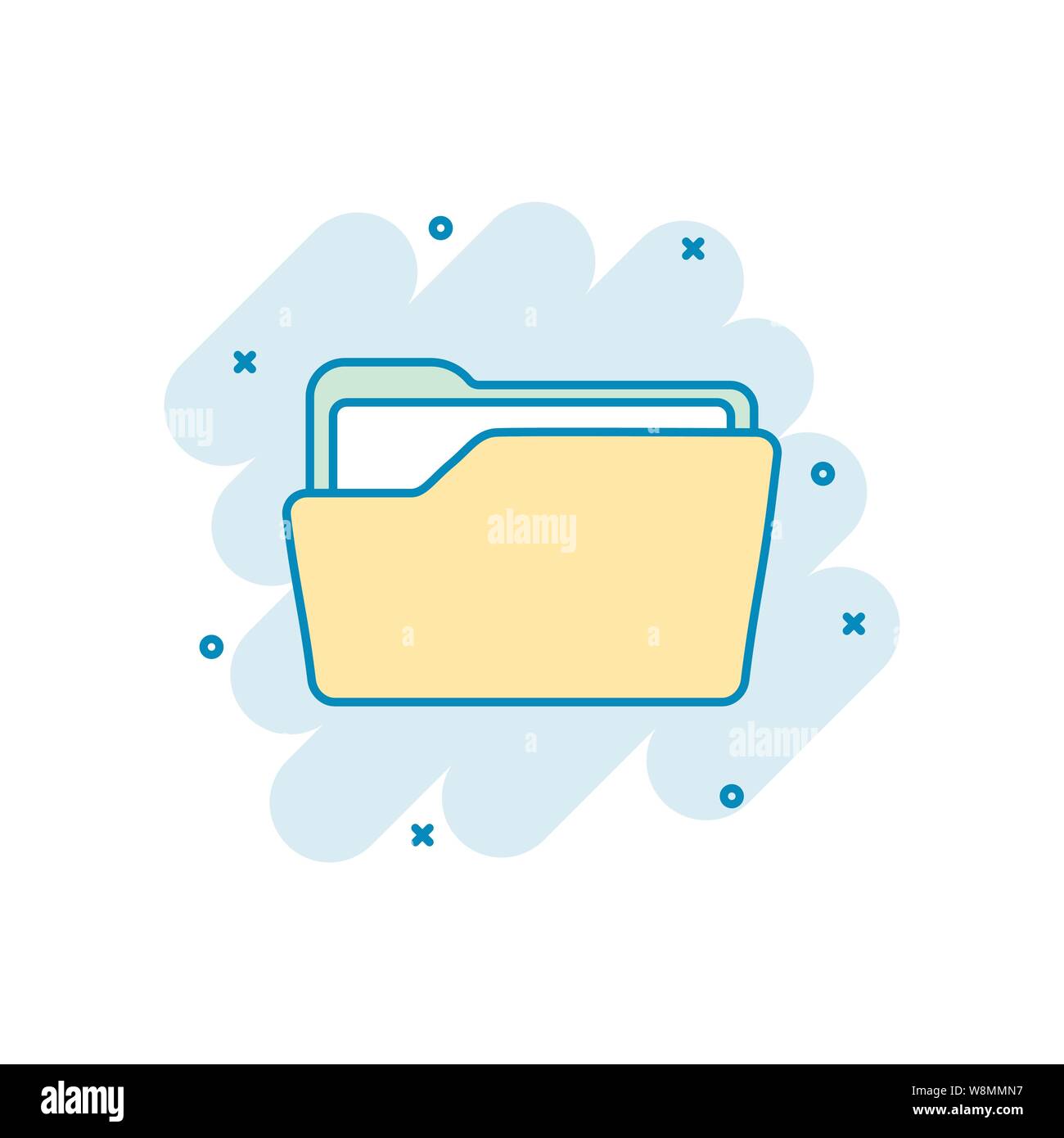File folder icon in comic style. Documents archive vector cartoon ...