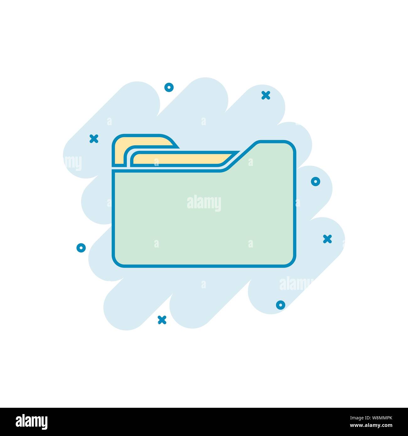 File folder icon in comic style. Documents archive vector cartoon ...