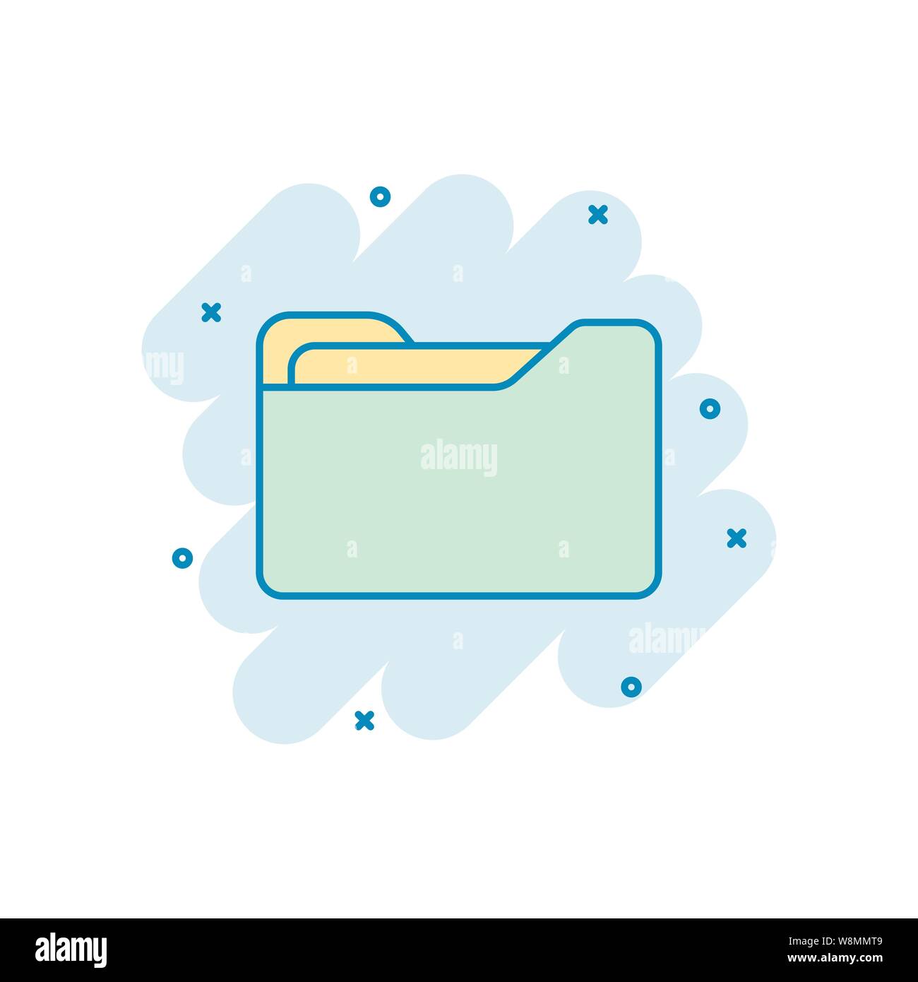File folder icon in comic style. Documents archive vector cartoon ...