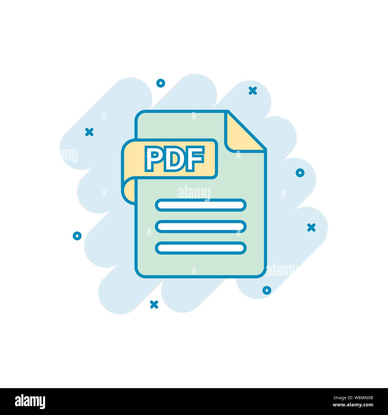 Pdf icon in comic style. Document text vector cartoon illustration on ...