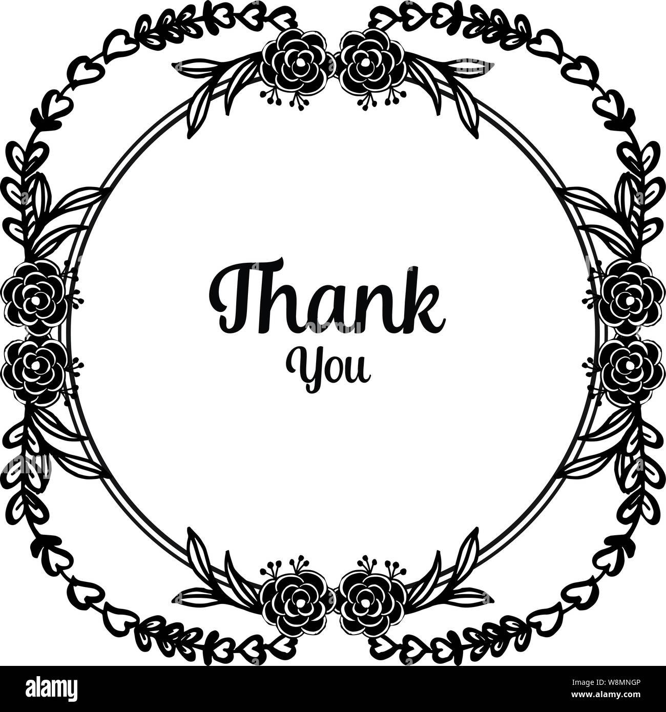 Template of card thank you, with texture elegant floral frame. Vector ...