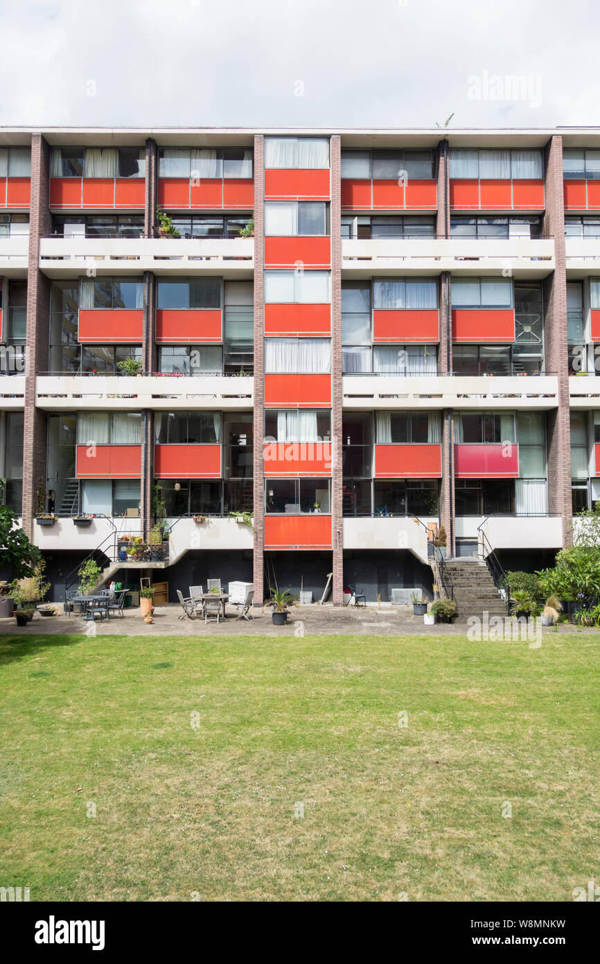 Exterior of Basterfield House apartments on Golden Lane Estate, London ...