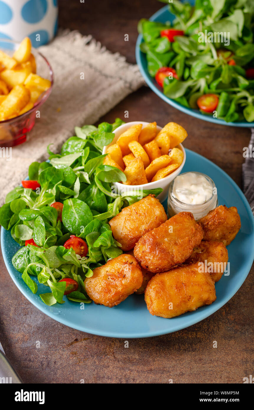Fish and homemade french fries with delicious tartar sauce Stock Photo ...