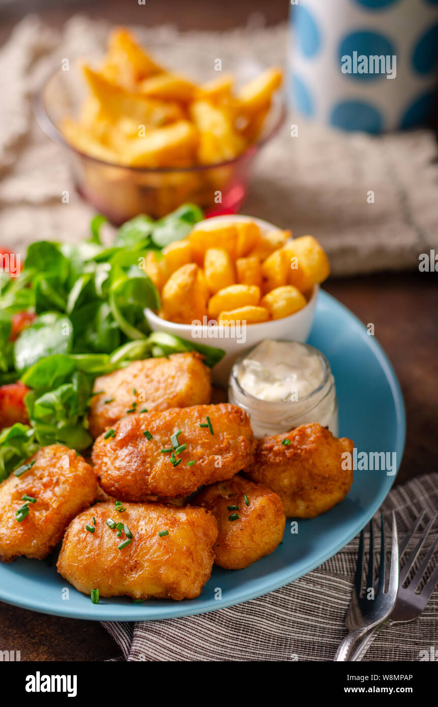 Fish and homemade french fries with delicious tartar sauce Stock Photo ...