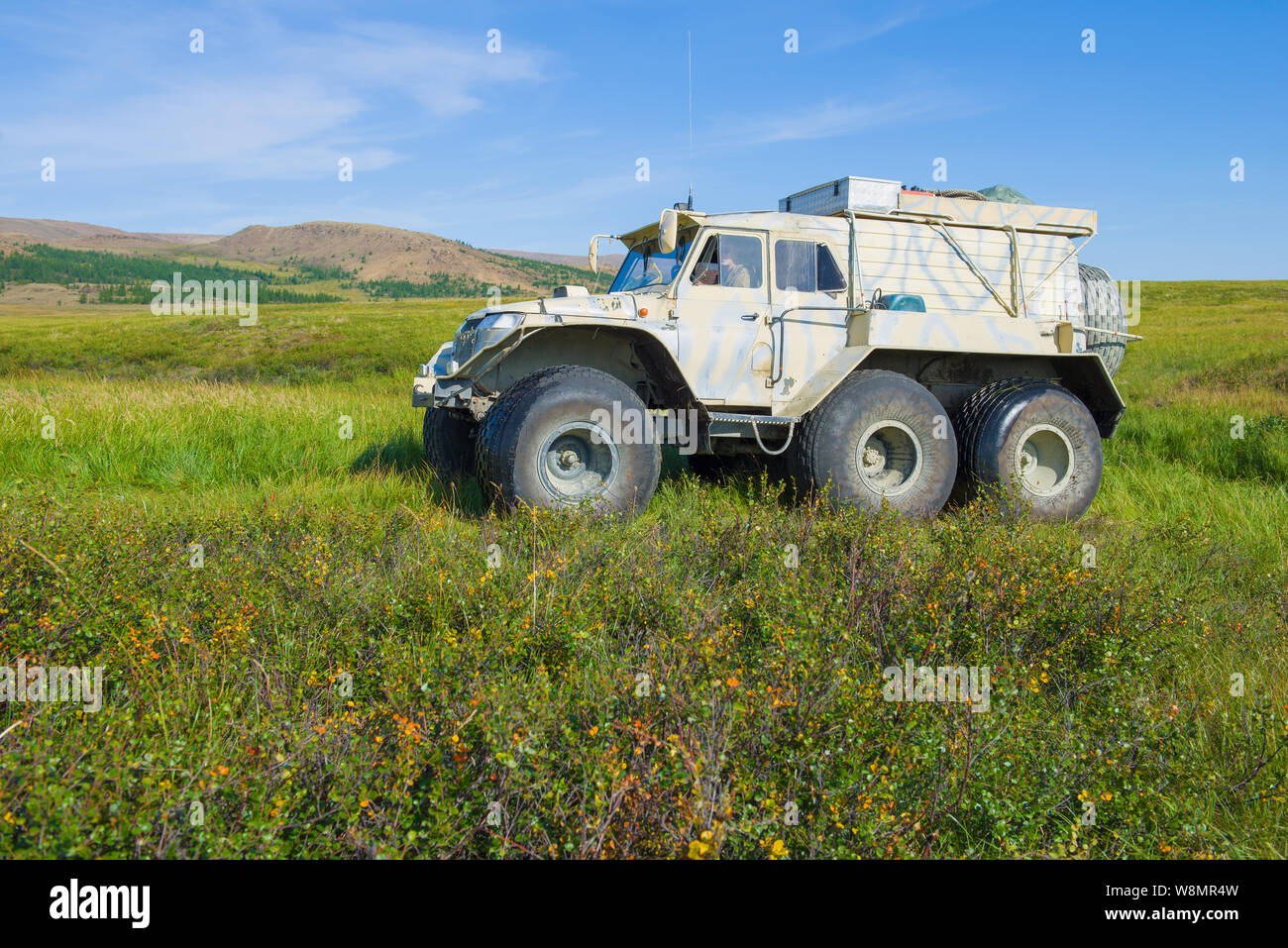 YAMAL, RUSSIA - AUGUST 22, 2018: All-terrain vehicle Trekol in the ...