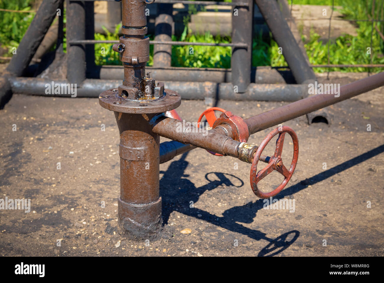 Oil and gas processing plant with pipe line valves. Oil pipeline valves ...