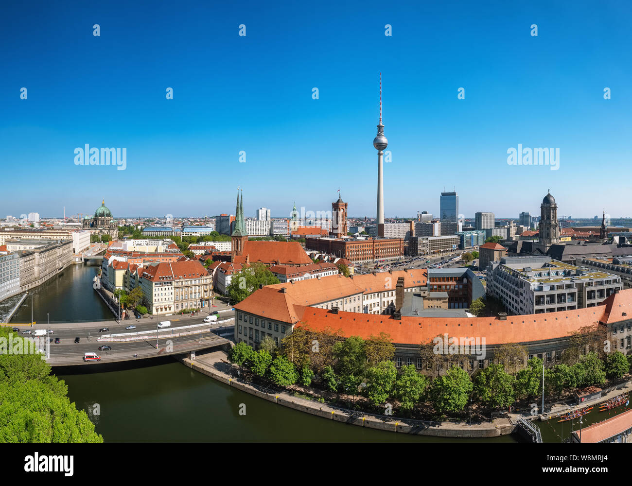 Aerial view of fernsehturm berlin and alexanderplatz hi-res stock photography and images - Alamy