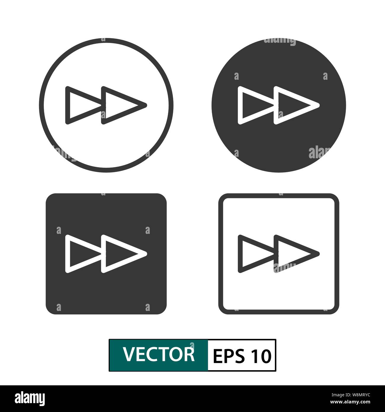 Forward button vector icon set. Isolated on white background. Vector ...