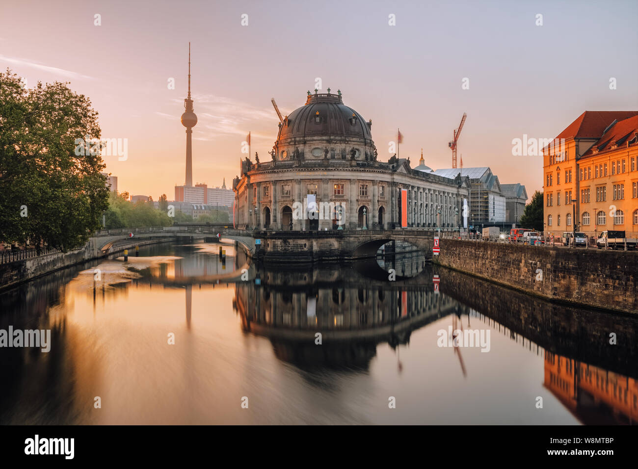 Museum Island on Spree river and tower at background at sunrise in ...