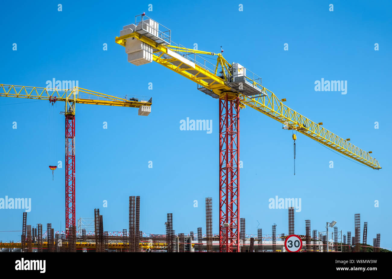 cranes on the construction site Stock Photo - Alamy