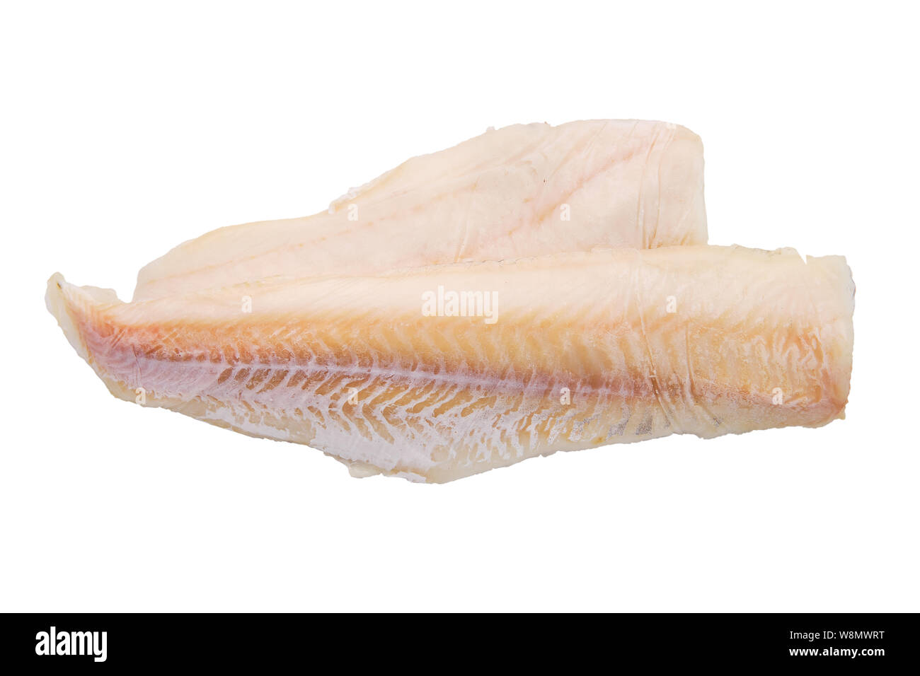 Top view of cod fillet isolated on white Stock Photo - Alamy