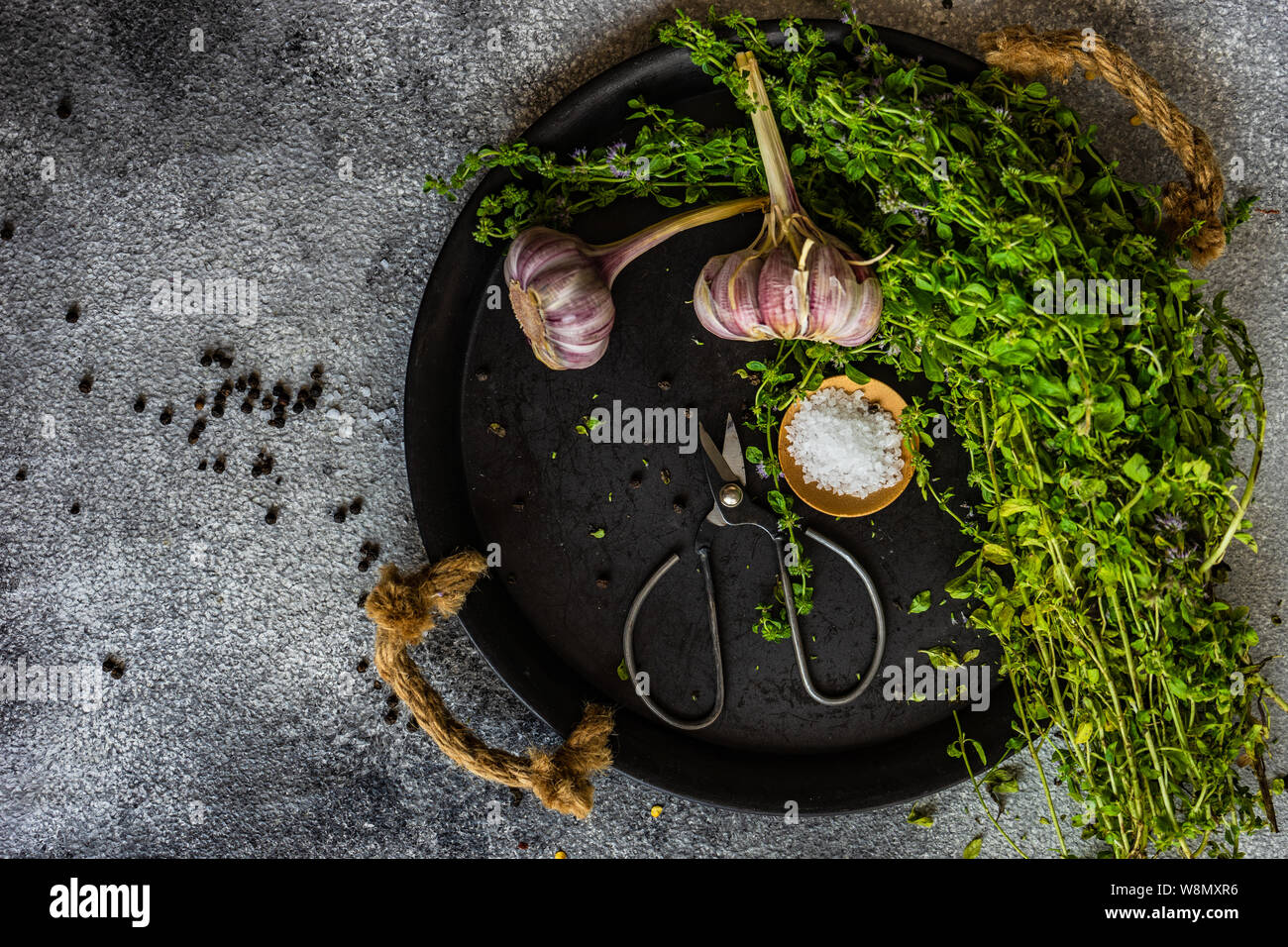 Cooking concept with traditional georgian herb local oregano - ombalo ...
