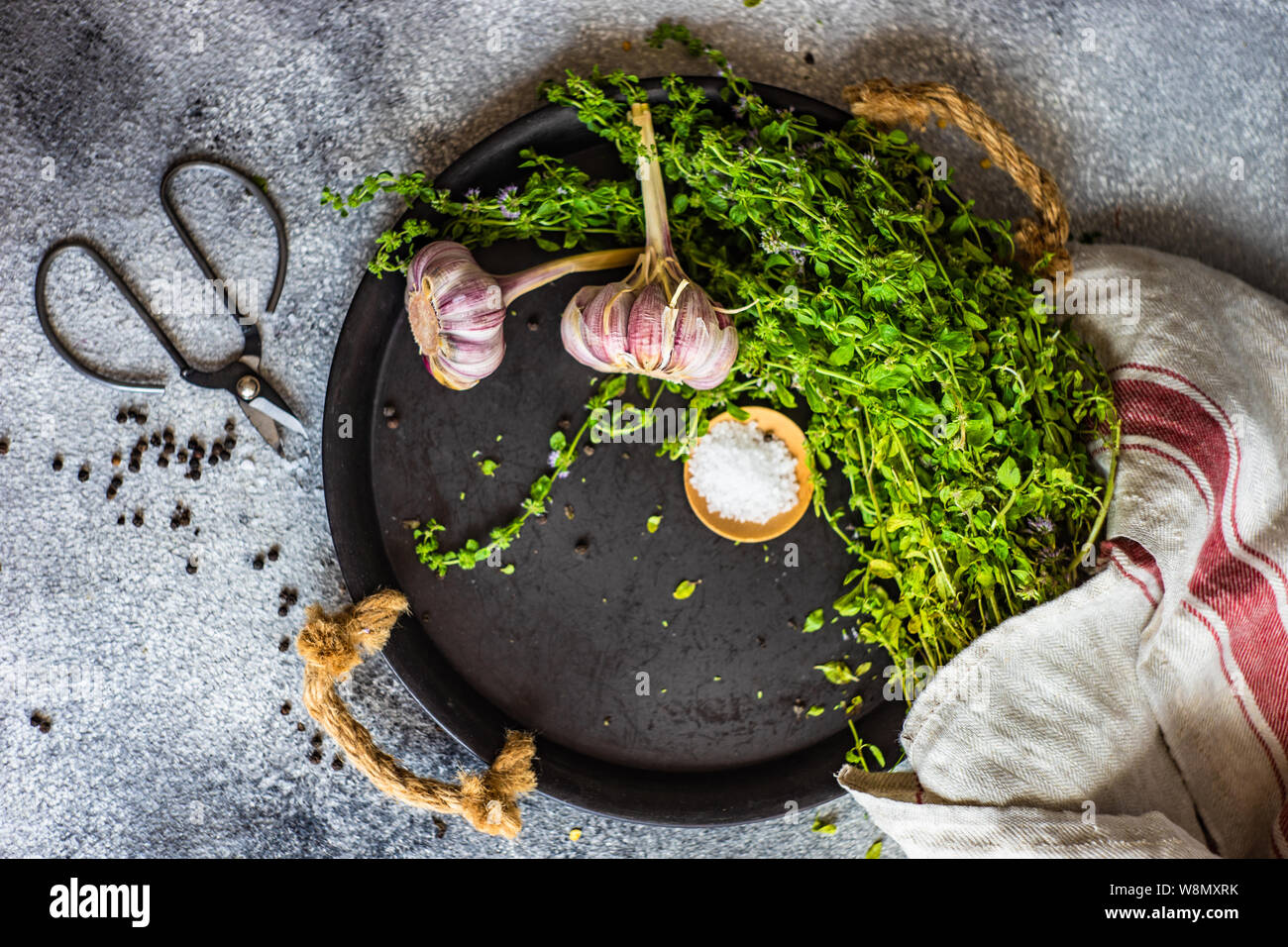 Cooking concept with traditional georgian herb local oregano - ombalo ...