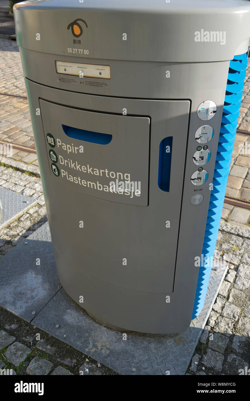Recycling waste bins in Bergen,Norway Stock Photo - Alamy