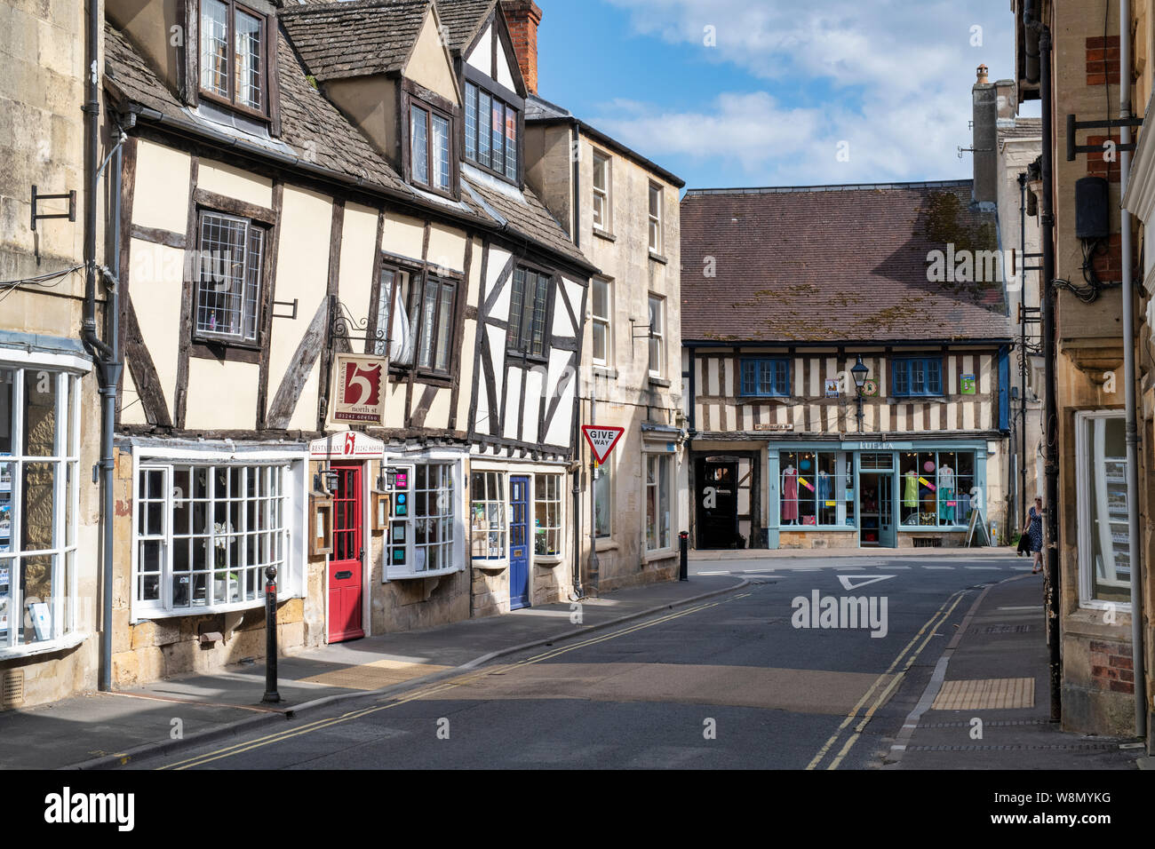 Medieval half timbered buildings in the ancient Anglo Saxon town of ...