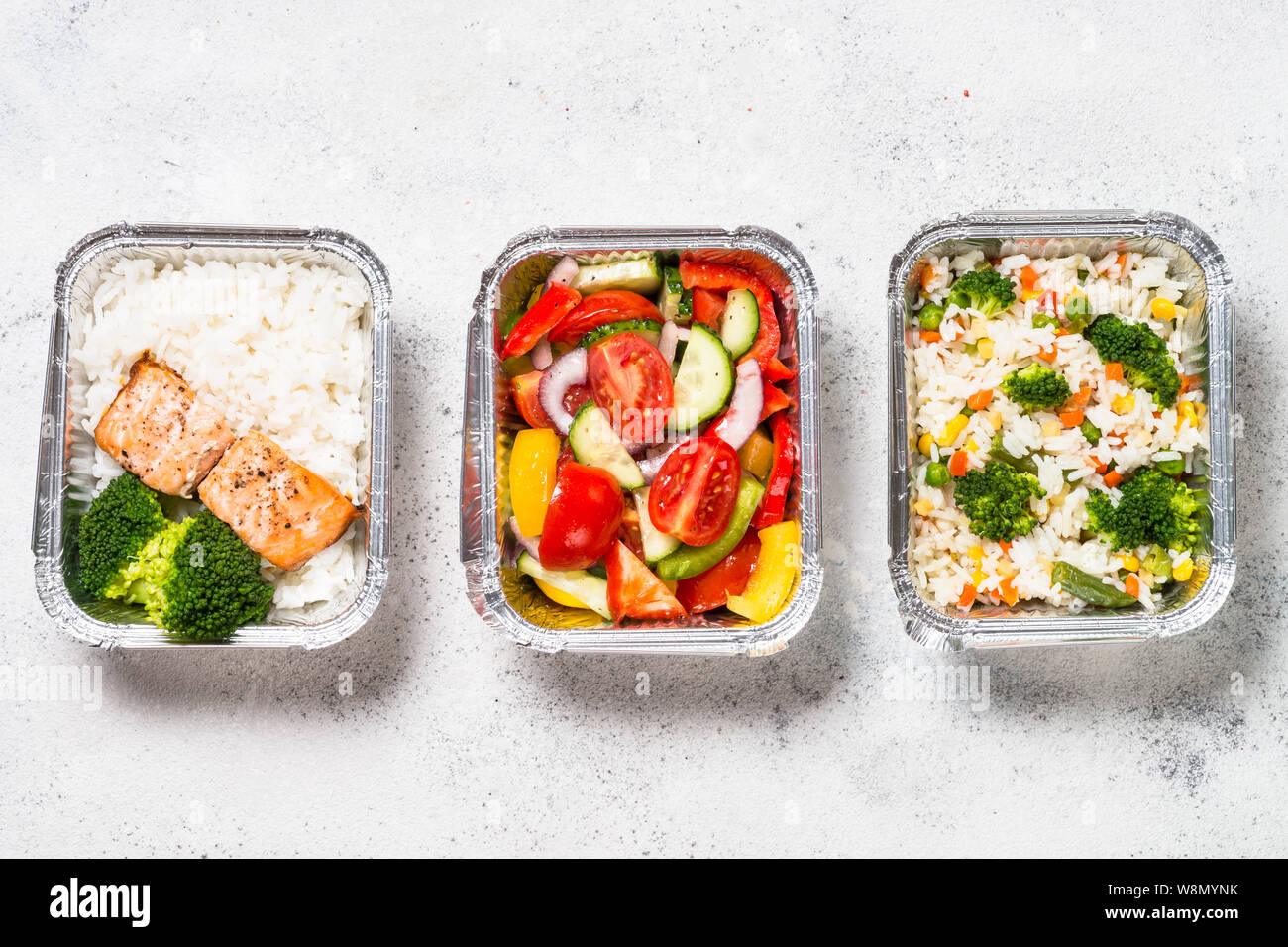Food delivery concept - healthy lunch in boxes Stock Photo - Alamy