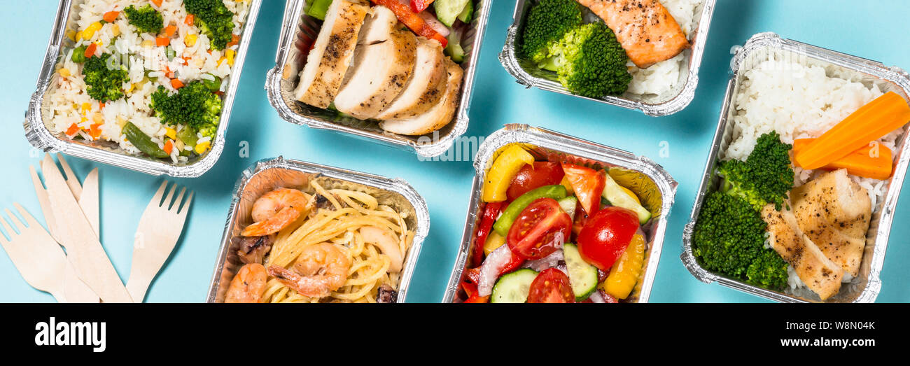 Food delivery concept - healthy lunch in boxes Stock Photo - Alamy
