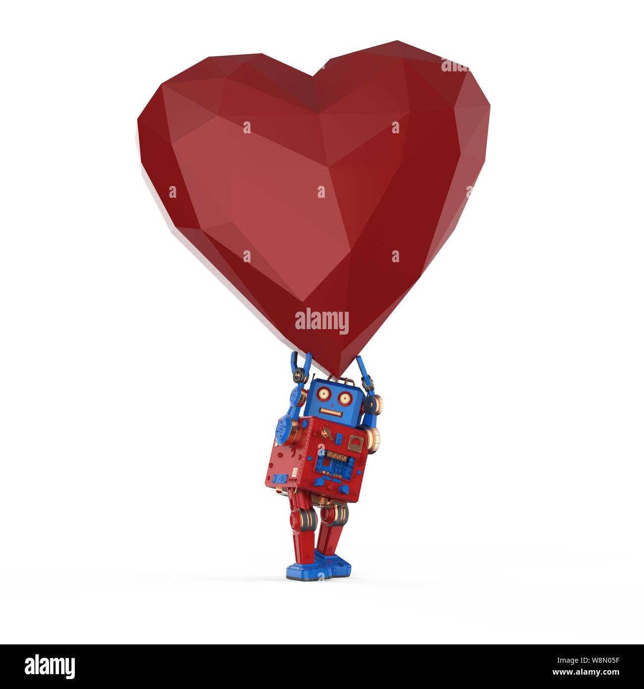 Automation matchmaker concept with 3d rendering robot hold red heart ...