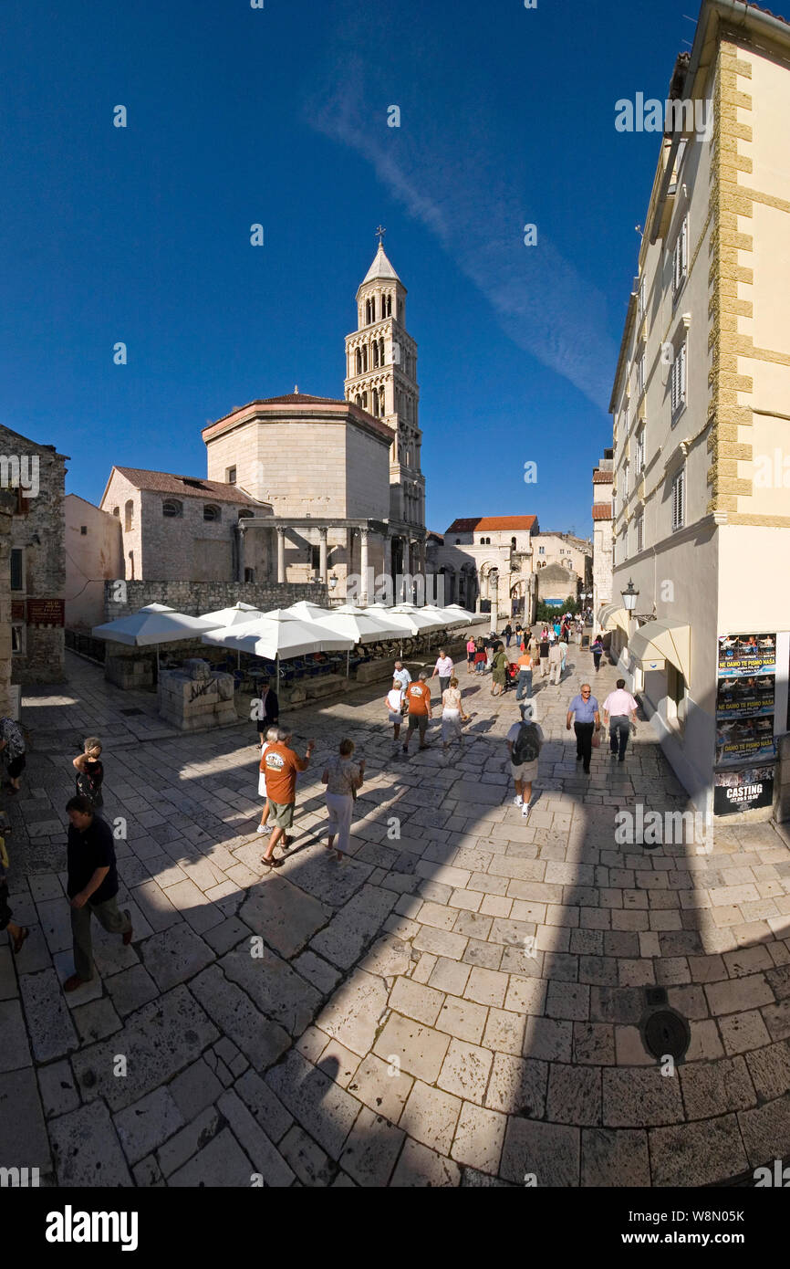 View from Silver gate on cathedral of Saint Domnius and Peristil, Split ...