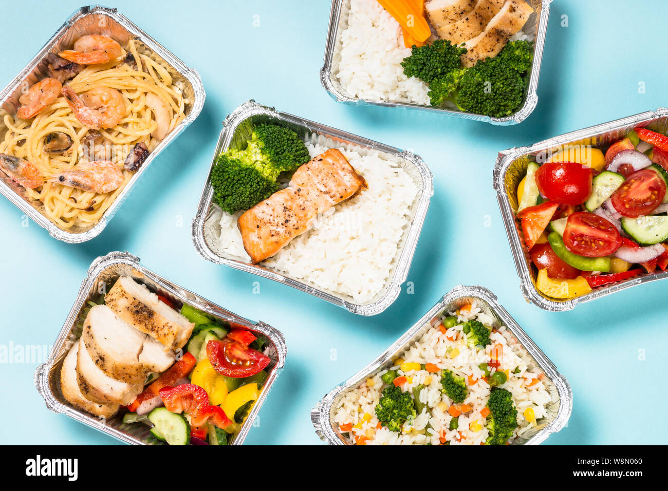 Food delivery concept - healthy lunch in boxes Stock Photo - Alamy