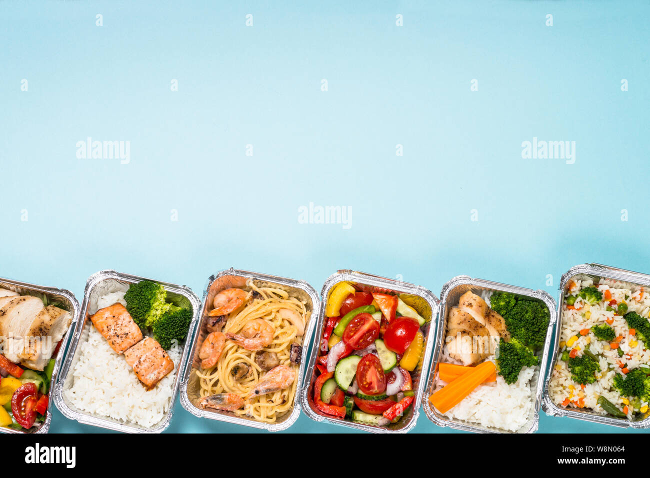 Food delivery concept - healthy lunch in boxes Stock Photo - Alamy