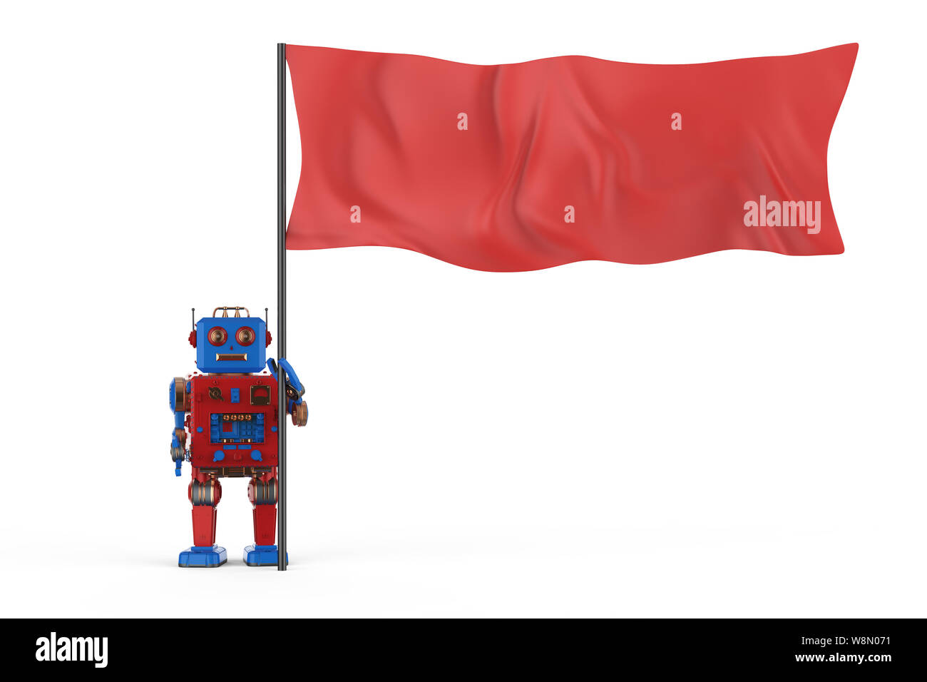 Leadership concept with 3d rendering robot with red flag Stock Photo ...