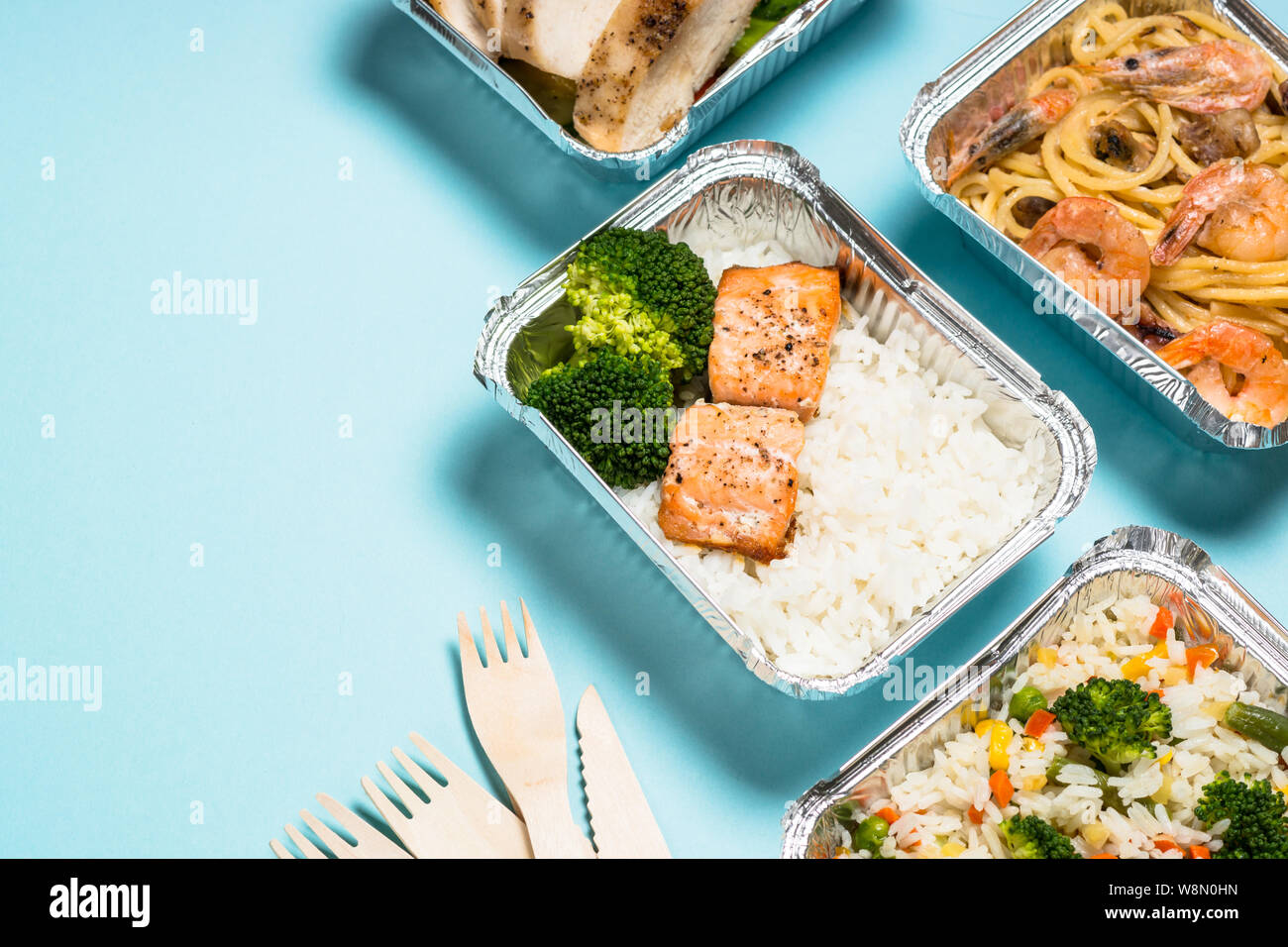 Food delivery concept - healthy lunch in boxes Stock Photo - Alamy