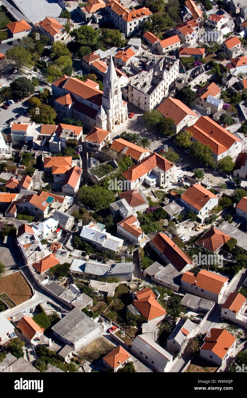 Selca, biggest village on east side of island Brac in Croatia Stock ...
