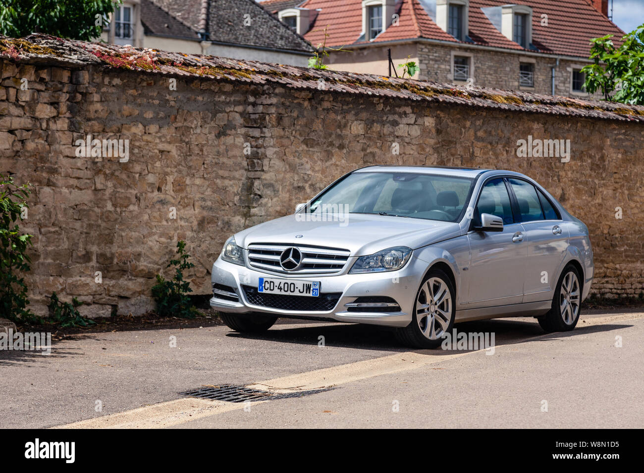 France Lyon 2019-06-20 closeup luxury silver German car sedan premium ... France Lyon 2019-06-20 closeup luxury silver German car sedan premium ...