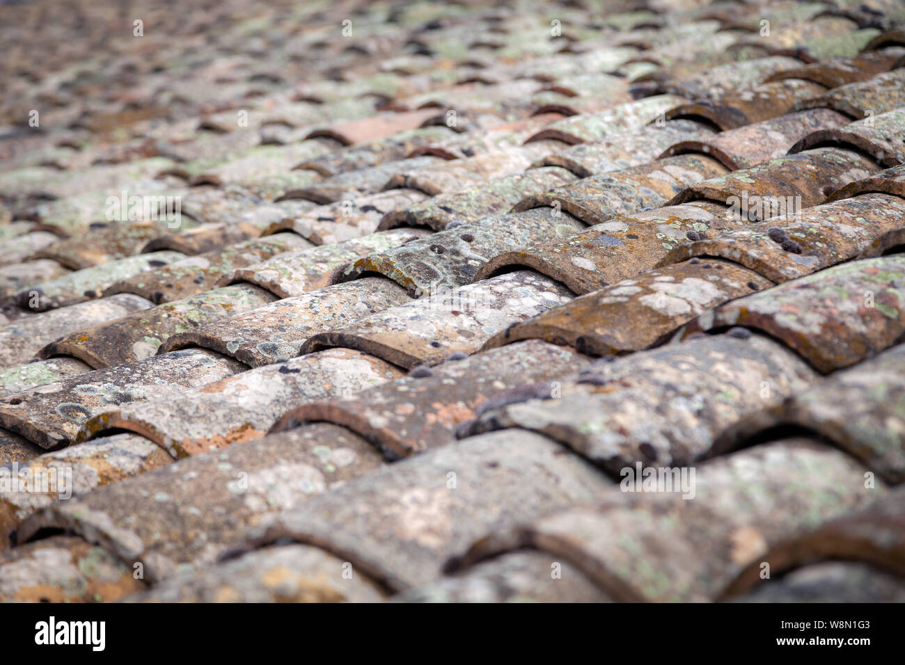 Textural background. Closeup aged old antique vintage shingles, tiles ...