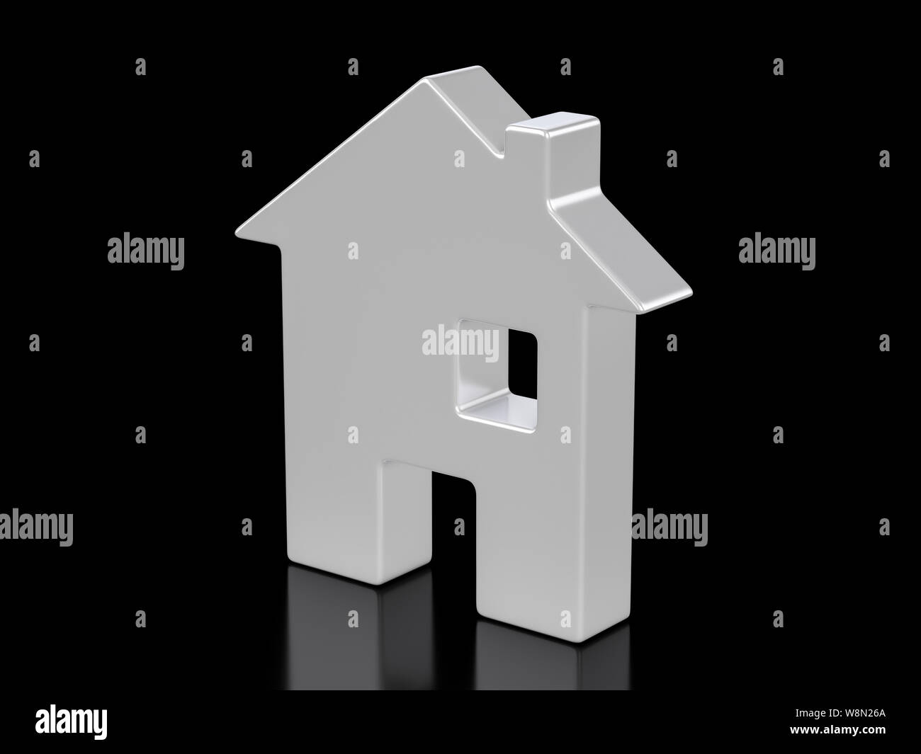 Metallic house symbol on a black background. 3d illustration Stock ...