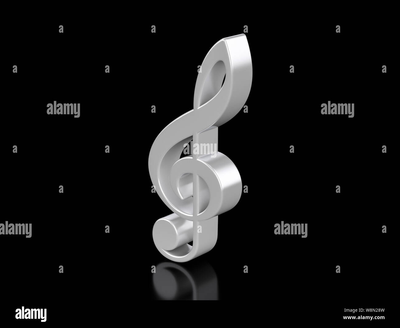Metallic music note symbol on a black background. 3d illustration Stock ...