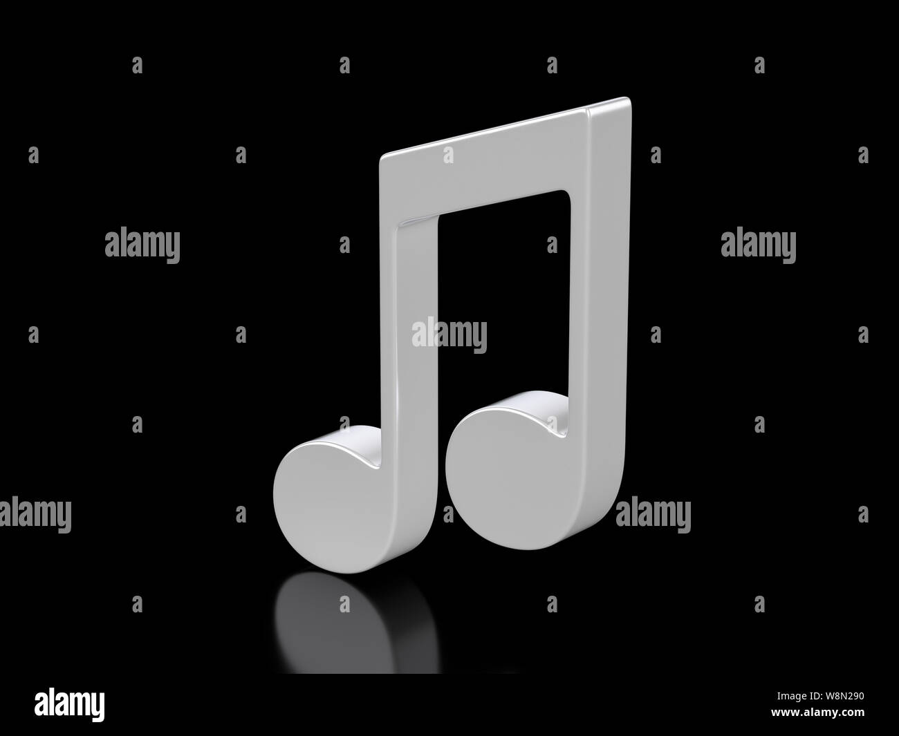 Metallic music note symbol on a black background. 3d illustration Stock ...