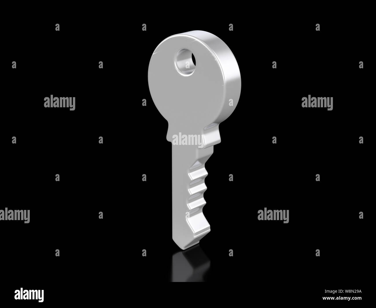 Metallic key symbol on a black background. 3d illustration Stock Photo ...